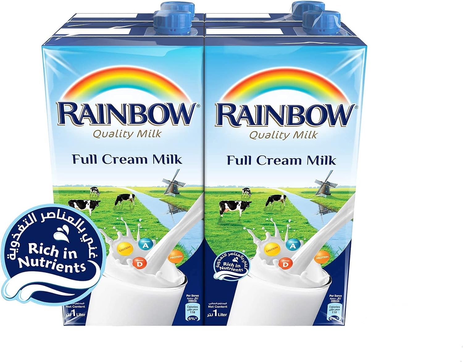 Rainbow UHT Milk Full Cream Carton, 12 x 1 Liter: Buy Online at Best ...