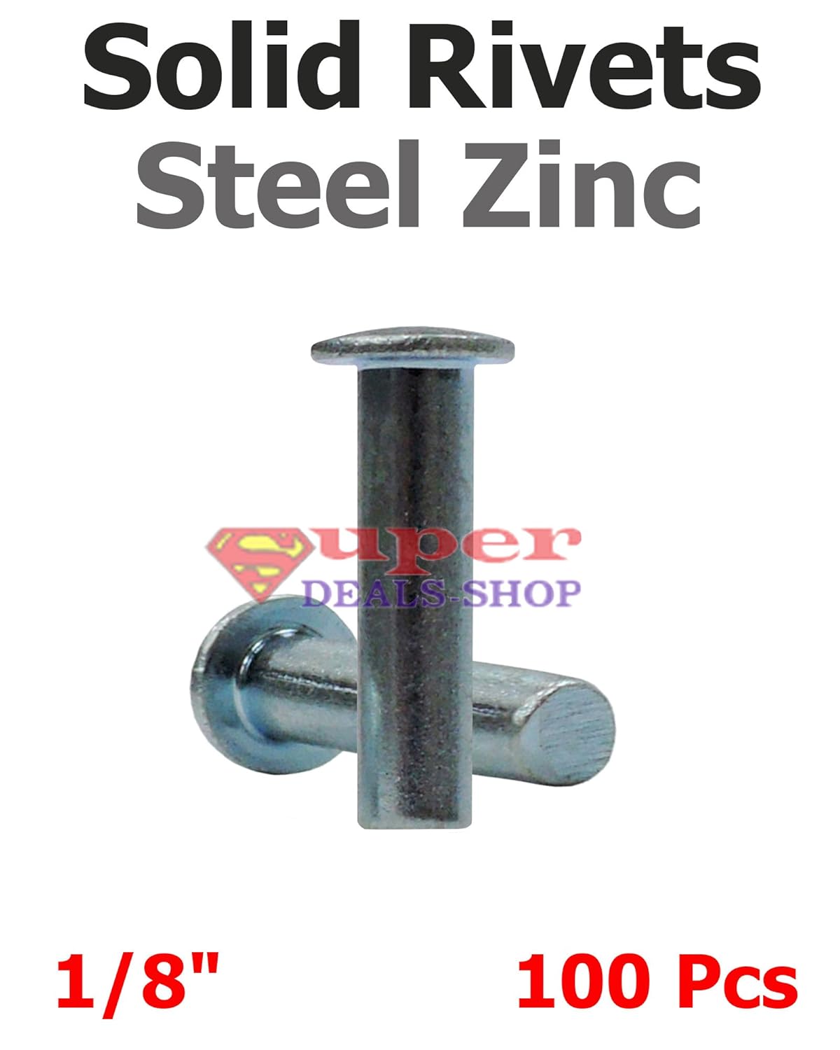 100 Pcs 1/8"X5/32" Steel Zinc Oval Head Solid Rivets Super-Deals-Shop ...