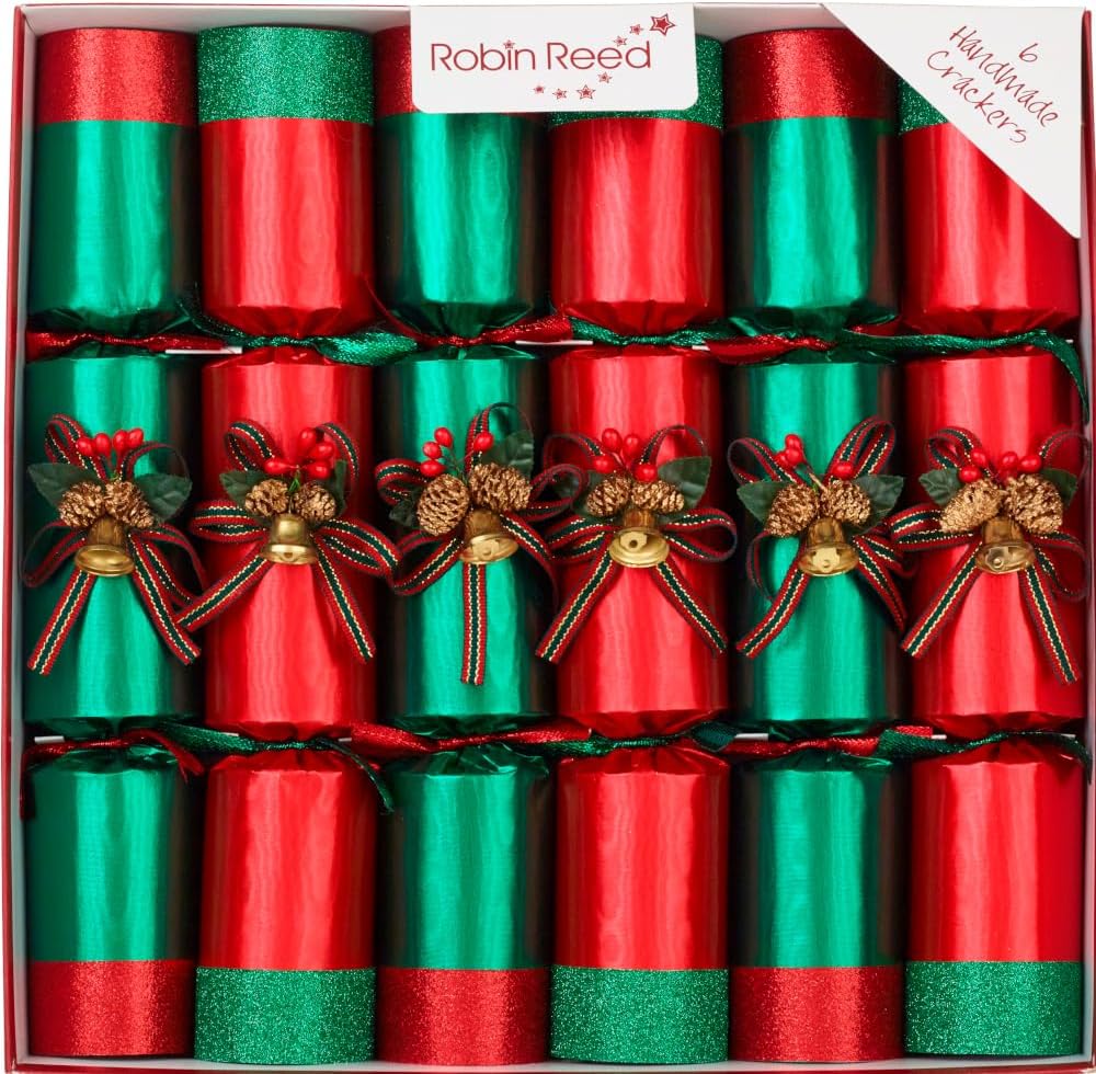Robin Reed 6 x 12 Luxury Christmas Crackers - Classic Holly with bells ...