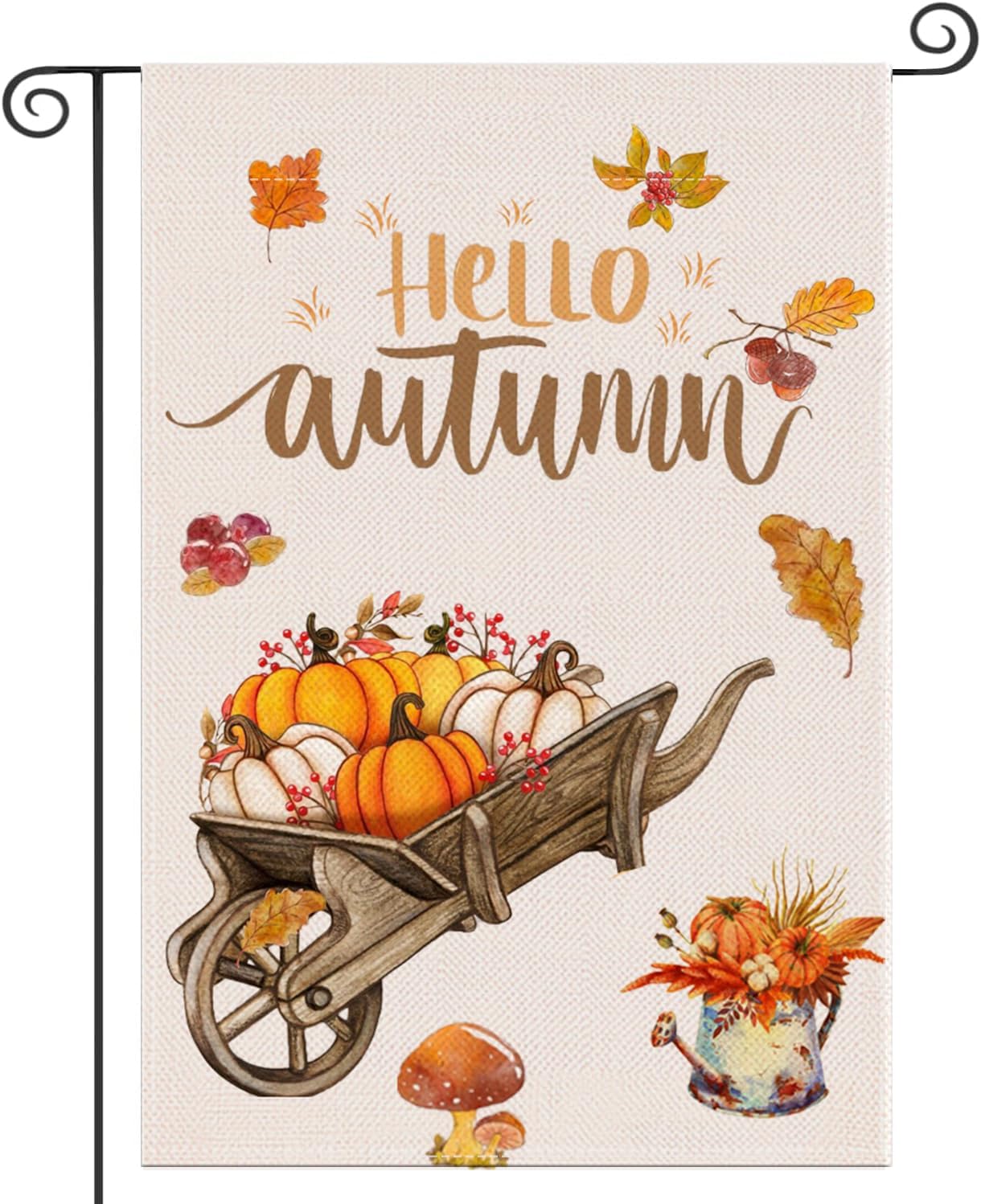 Amazon.com : Fall Garden Flag 12x18 Inch Double Sided, Hello Autumn ...