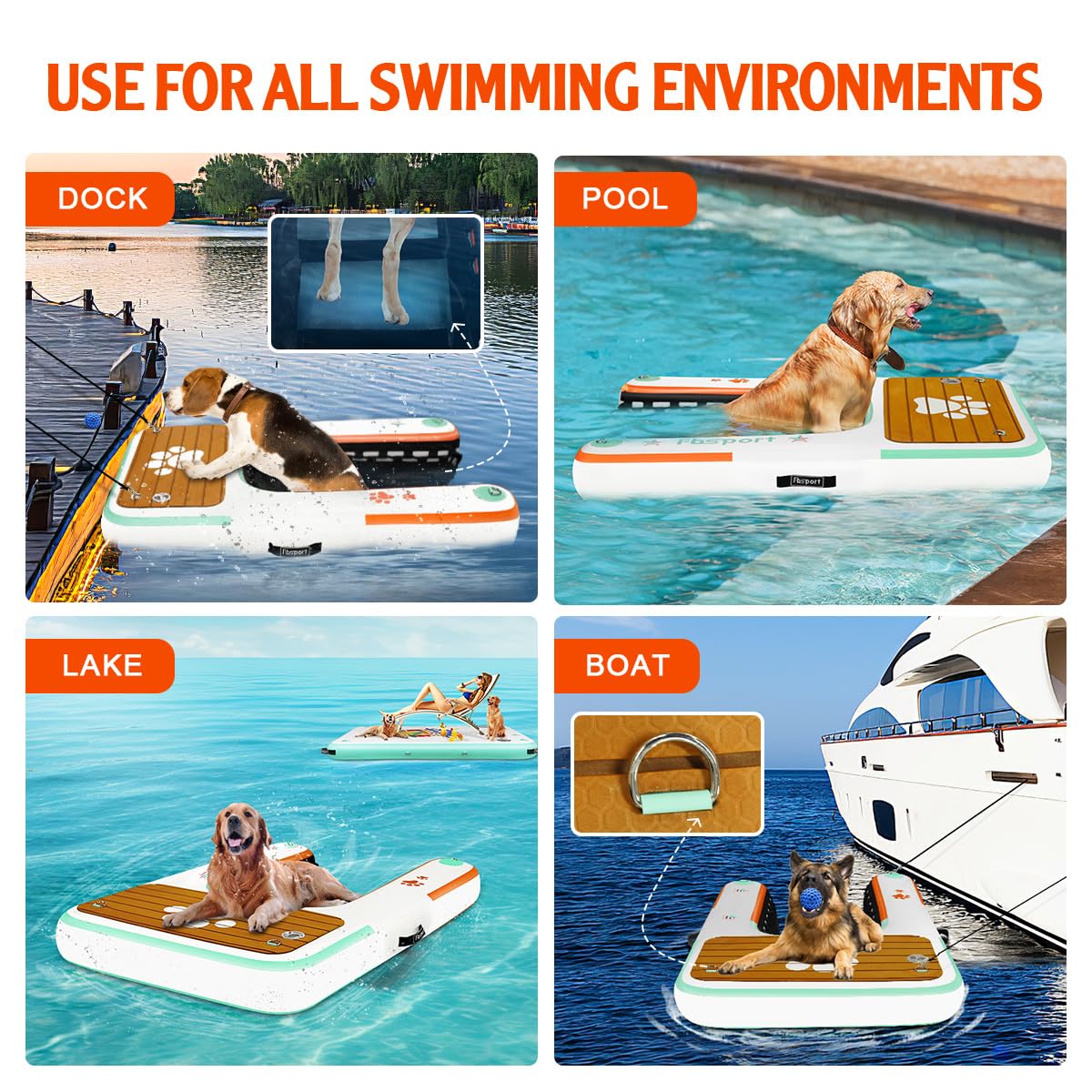Snapklik.com : Inflatable Dog Pool Boat Ramp, Dog Dock Water Ramp ...