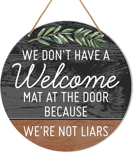 Amazon.com: Funny Welcome Sign Front Door Decor, Welcome Wood Hanging ...