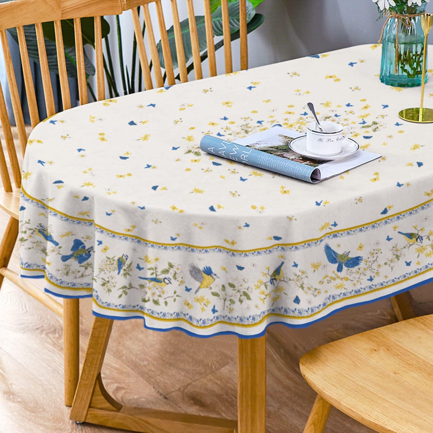 Amazon.com: Oval Tablecloth Blue Floral Tablecloth, French Oval ...
