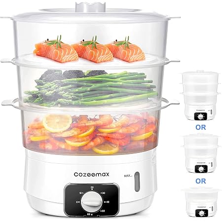 Amazon.com: Oster Double Tiered Food Steamer, 5 Quart, White (CKSTSTMD5 ...