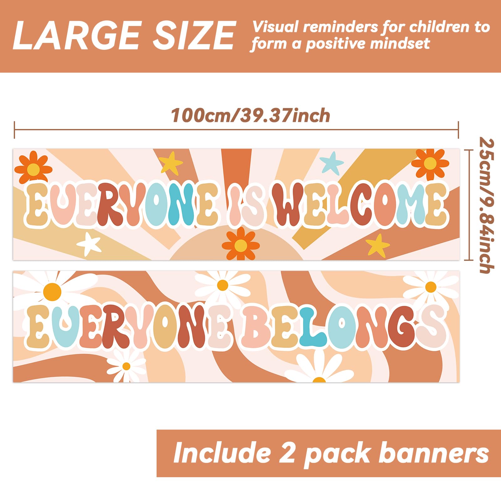 Snapklik.com : 2 Pack Groovy Classroom Decorations Boho Welcome Banner ...