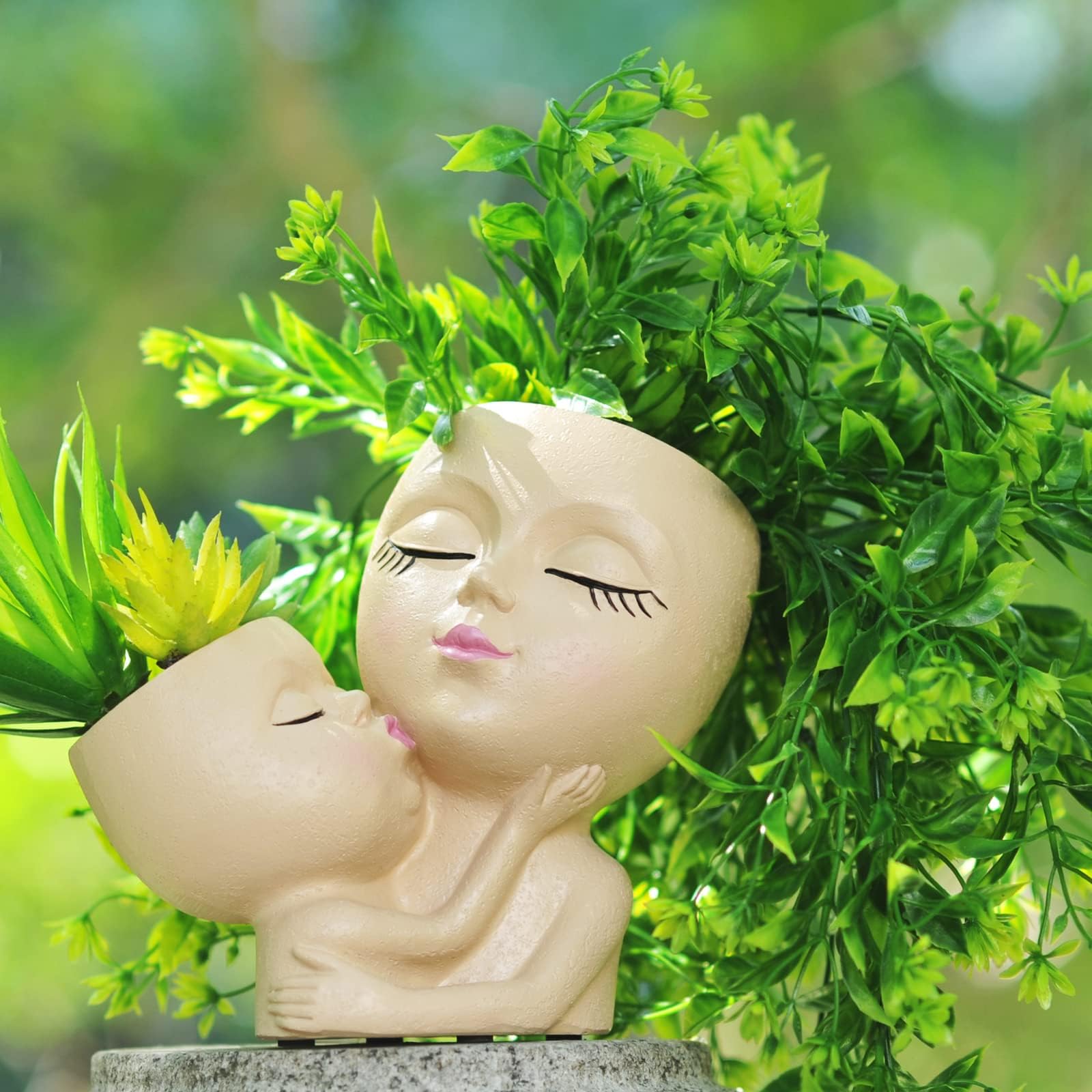 Amazon.com : Men Face Flower Pot Cute Head Planter Pot Resin Flower Pot ...