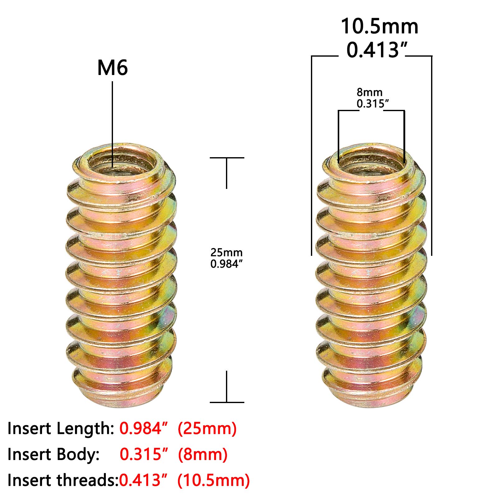 Snapklik.com : PGMJ 80 Pcs 1/4"-20 Headless Screw Inserts For Wood ...