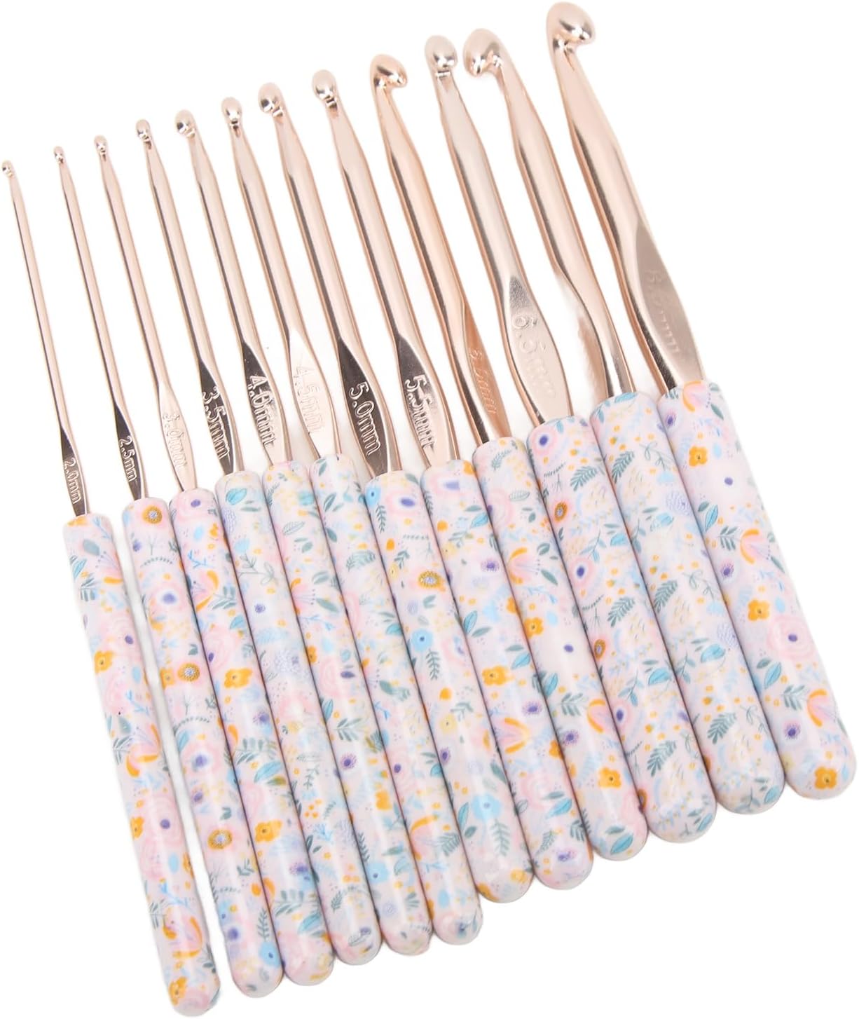 Crochet Hooks Aluminum Elegant Ergonomic Plastic Blue Flower Stamped ...