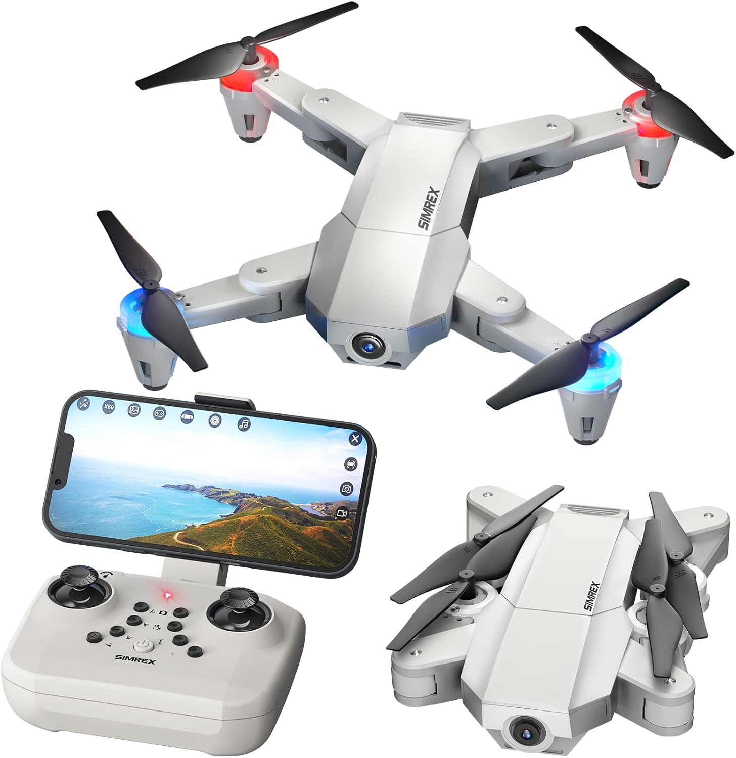 SIMREX X500 mini Drone Optical Flow Positioning RC Quadcopter with 720P ...