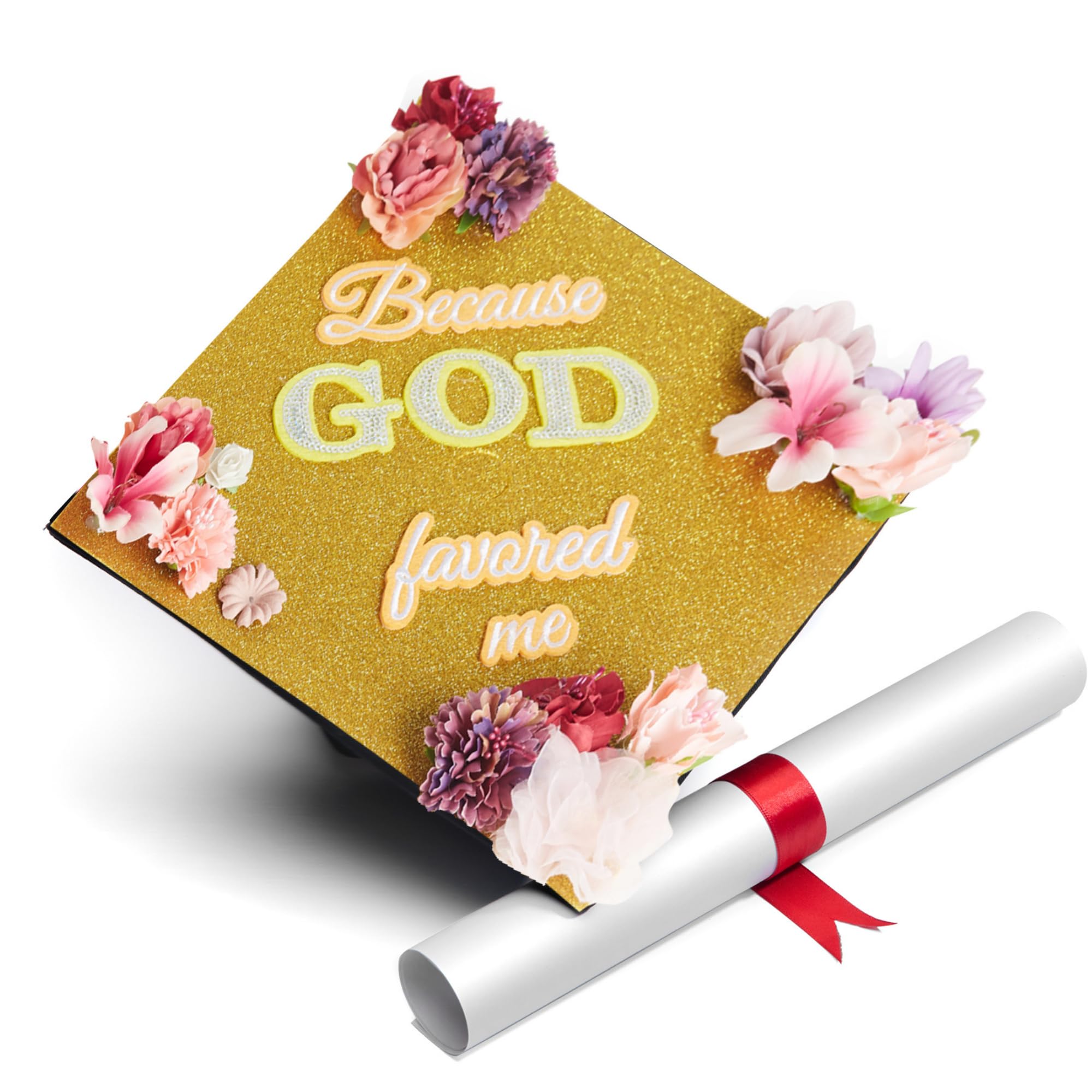 Snapklik.com : GRADWYSE Gold Glitter Graduation Cap Topper