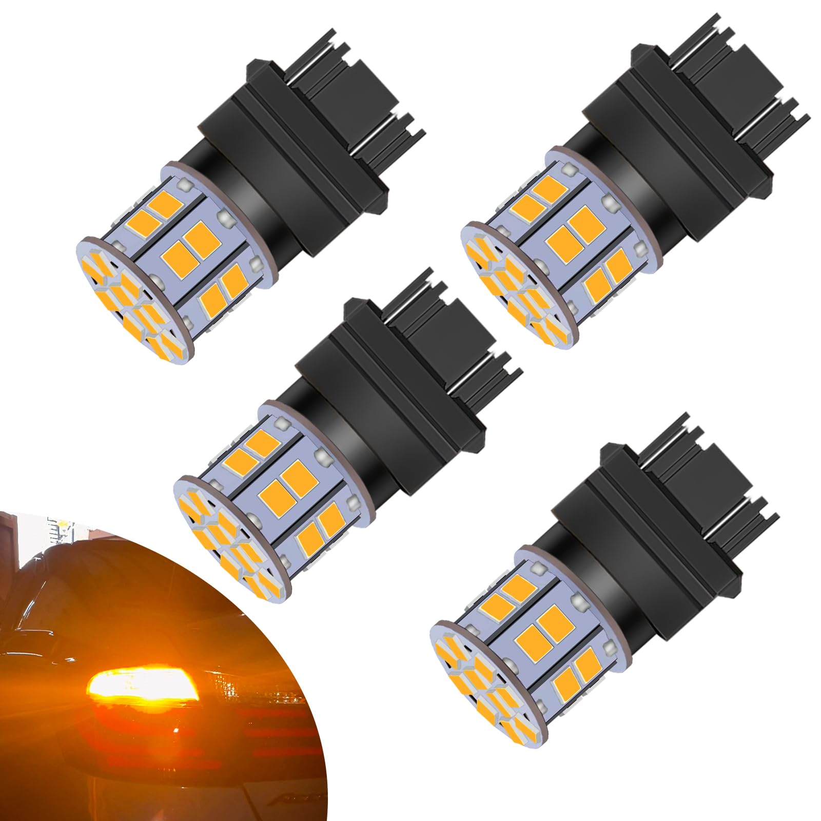 Amazon.com: LEDYOTRY 3157 LED Bulb Amber Yellow for Turn Signal Light ...