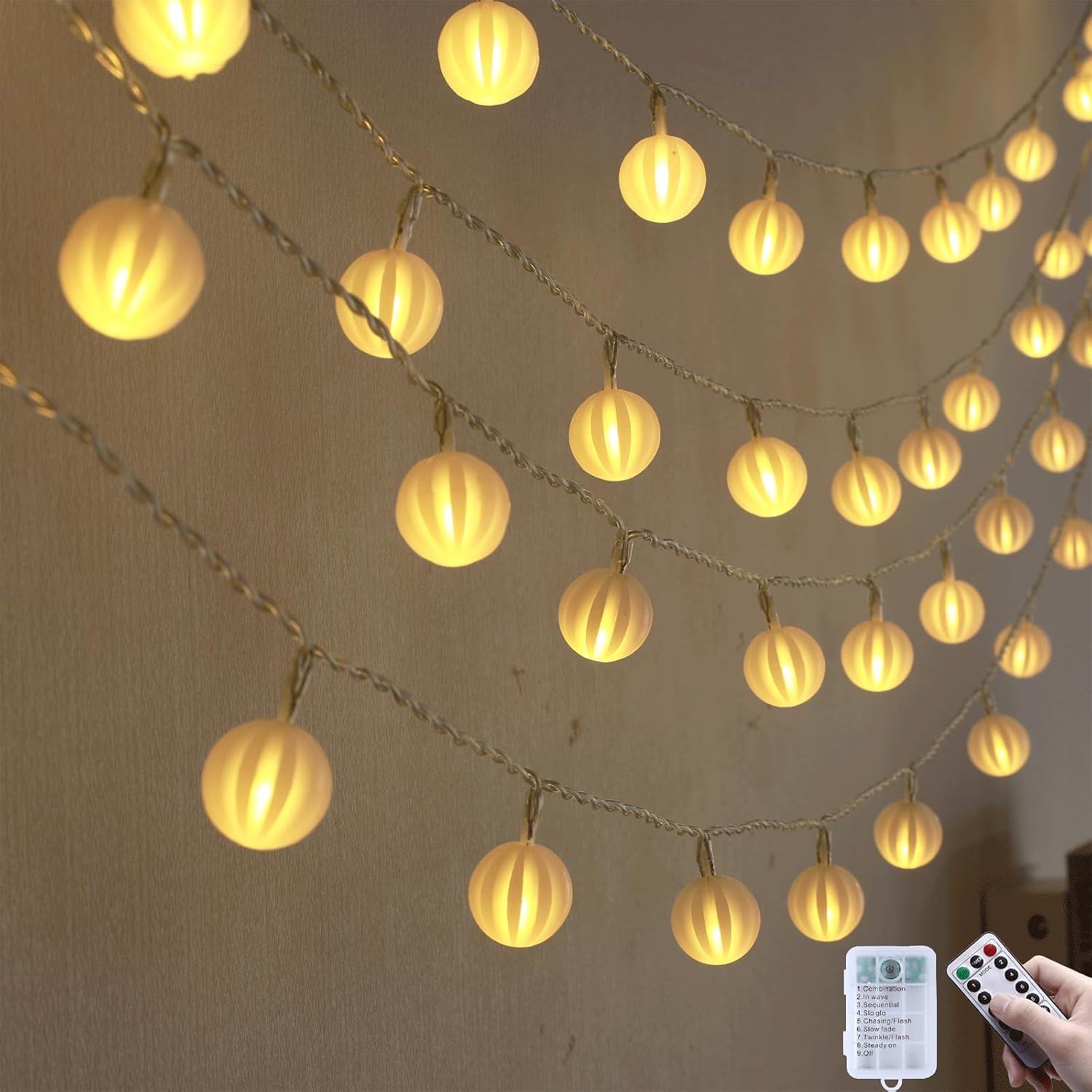 Amazon.com: Battery Operated Globe Lights - 16ft, 40 Bulbs with Remote ...