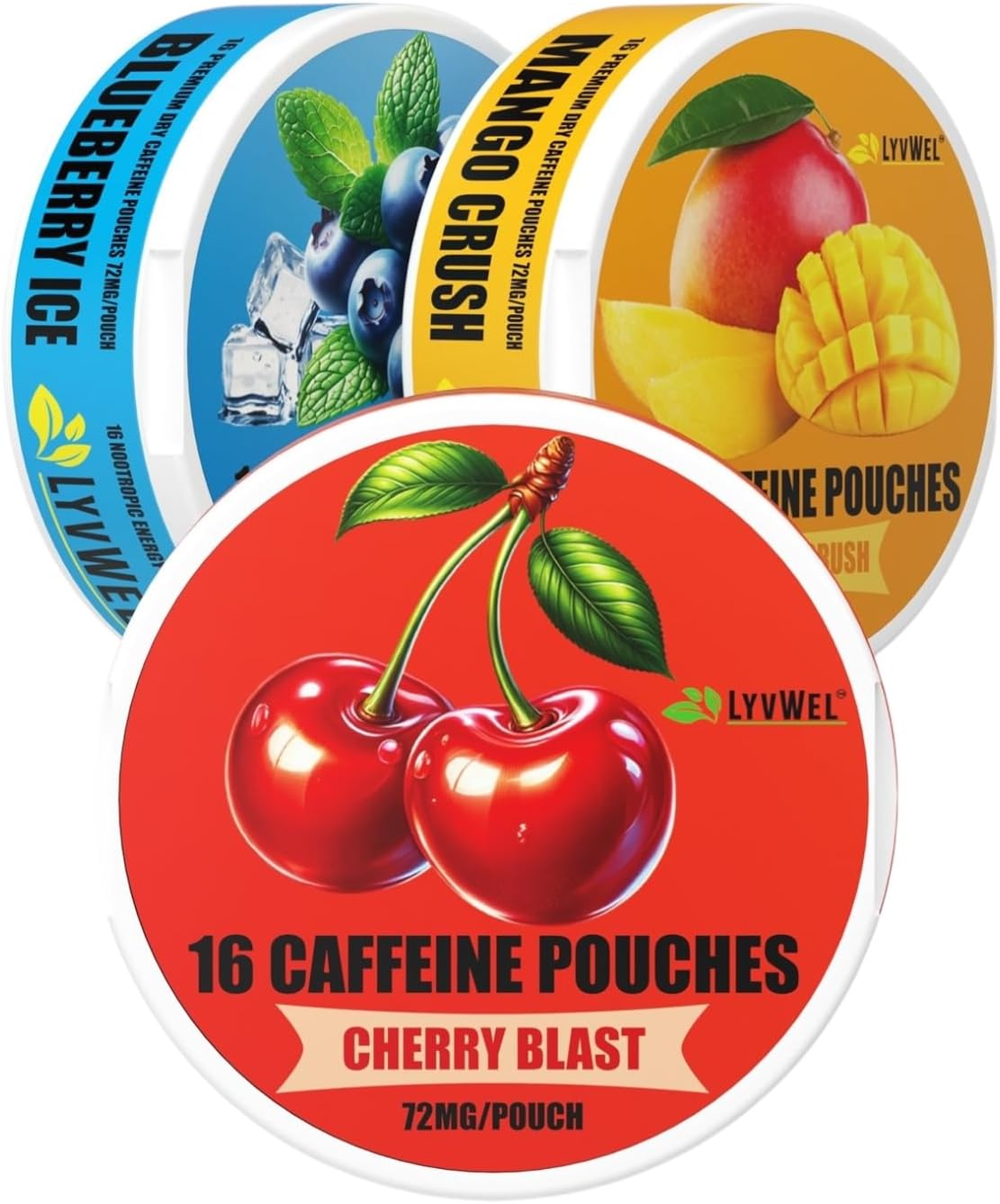 Amazon.com: LyvWel 72mg Caffeine Energy Pouches – Cherry Blast ...