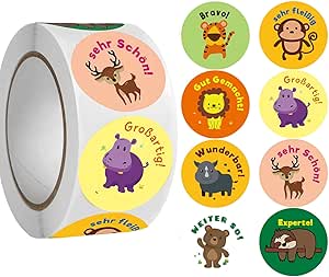 Motivational Stickers for Children, Pack of 500 Self-Adhesive Round ...