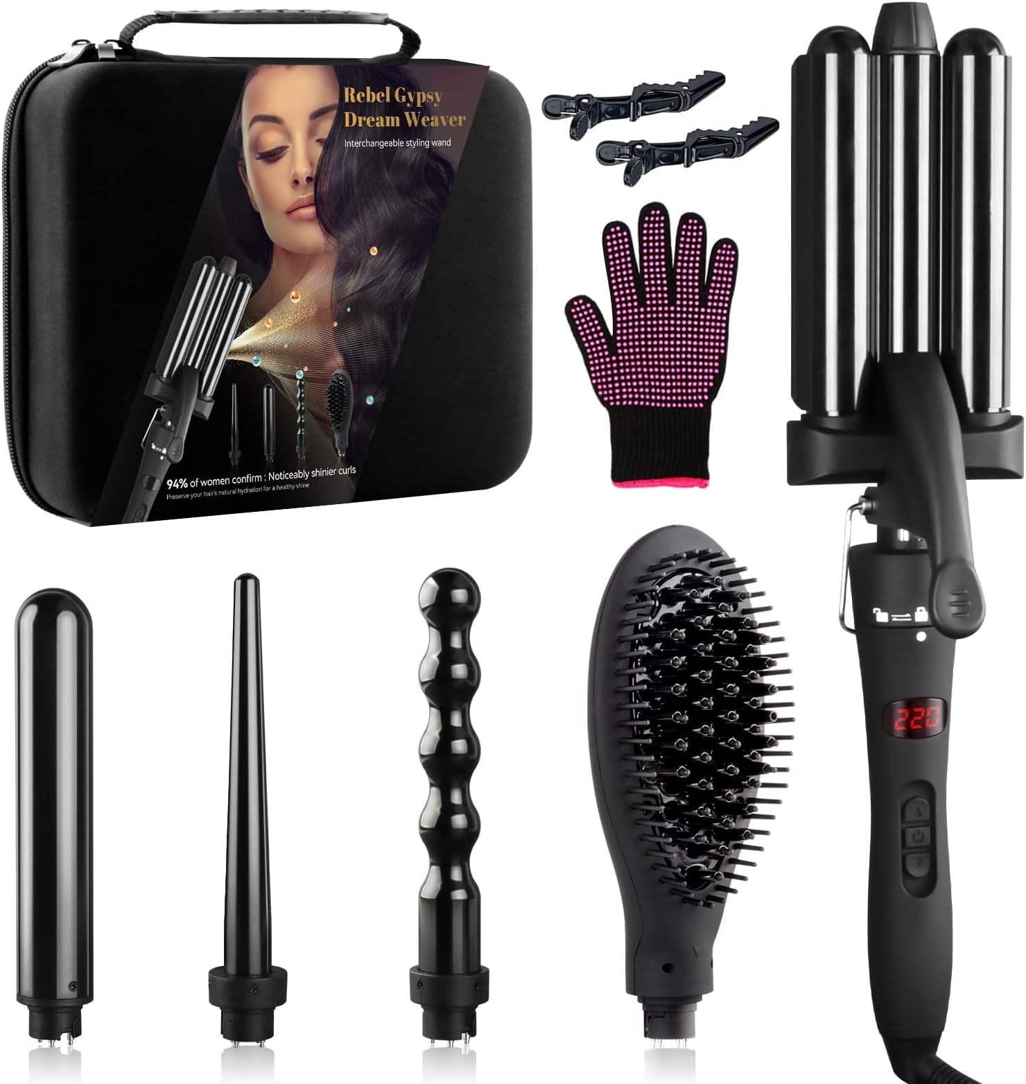 Amazon.com: 5 in 1 Curling Iron & Straightener Set - Interchangeable ...