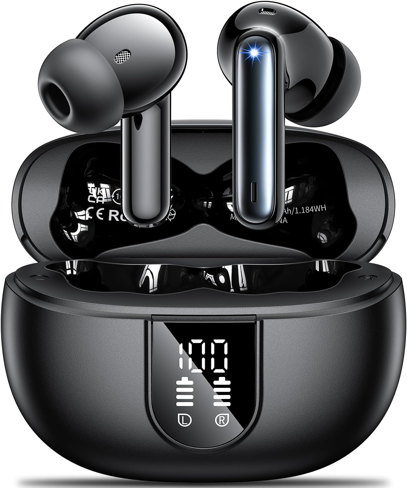 Cuffie Bluetooth, Auricolari Bluetooth 5.3 Cuffie Wireless con 4 ENC ...