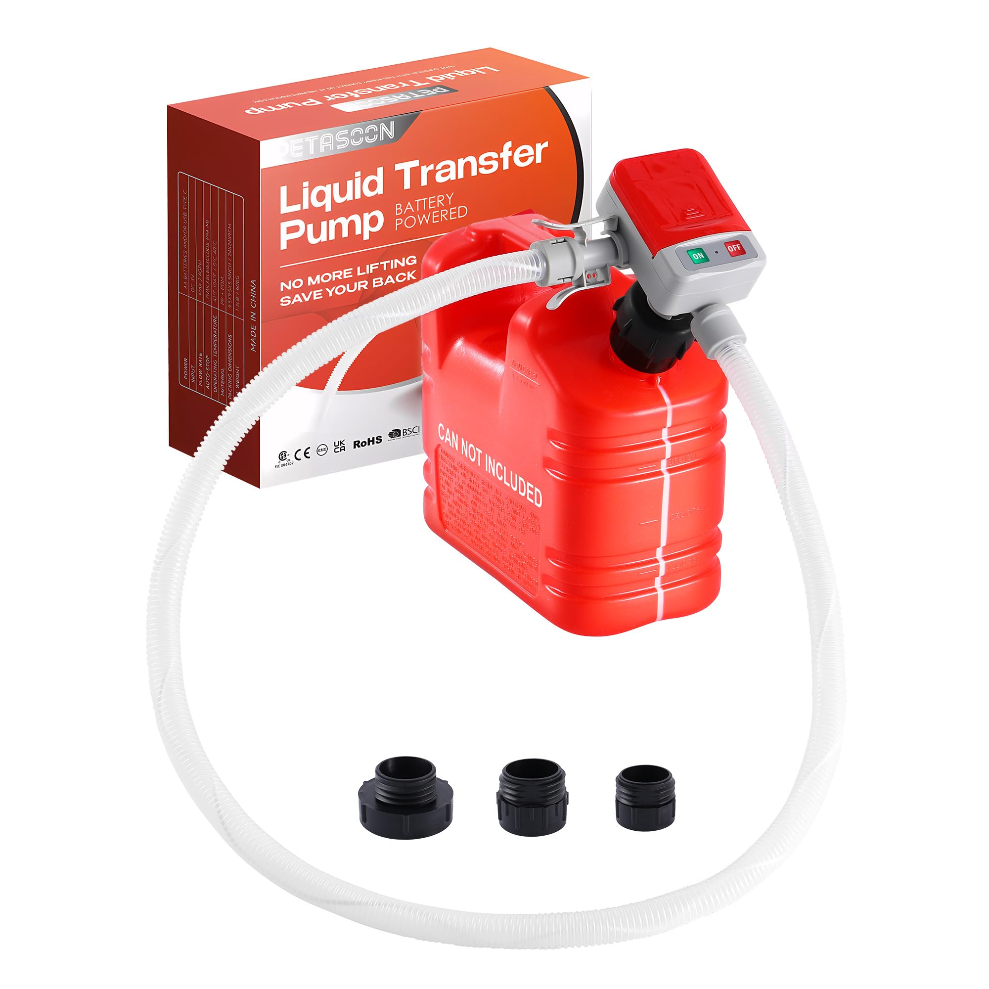 Gas Tank Pump Battery Powered Fuel Transfer Pump With Flow Control