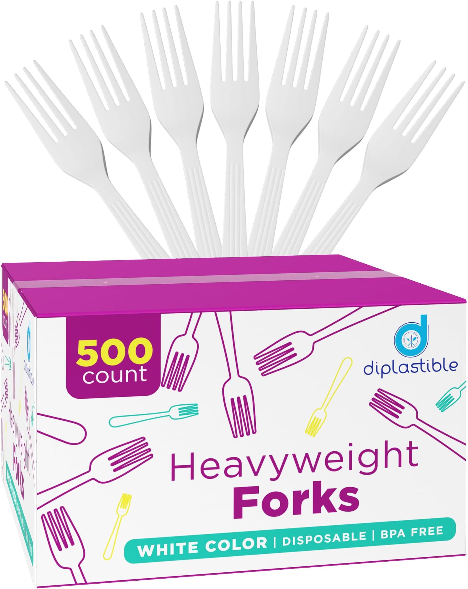Amazon.com: Plastimade Heavy Duty White Plastic Forks Premium ...