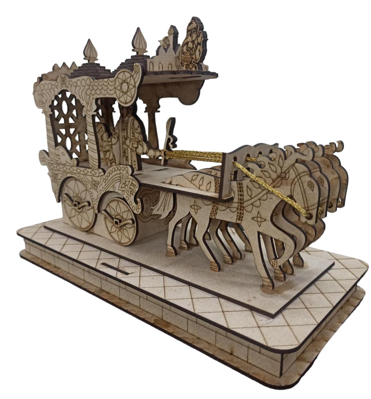 Buy The Heavenly Wooden Arjun and Krishna Rath for Home or Office ...