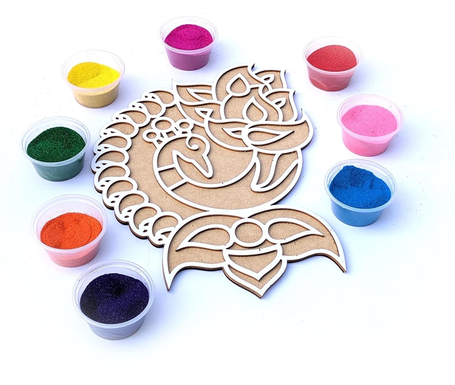 Rangoli Painting Kit Set Of 2 DIY MDF Readymade Flower Design Rangoli ...