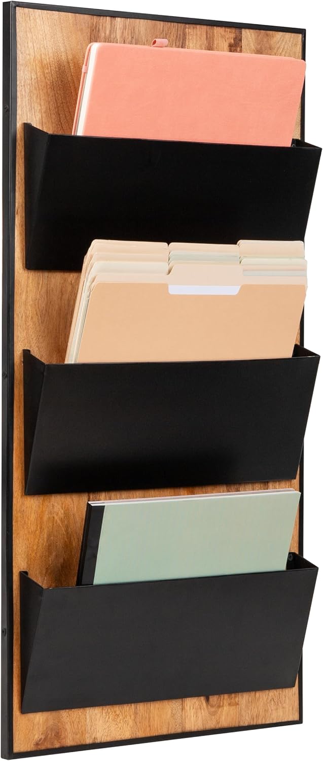 Amazon.com - Mind Reader 3-Tier Wall-Mounted File Organizer, Wood and ...