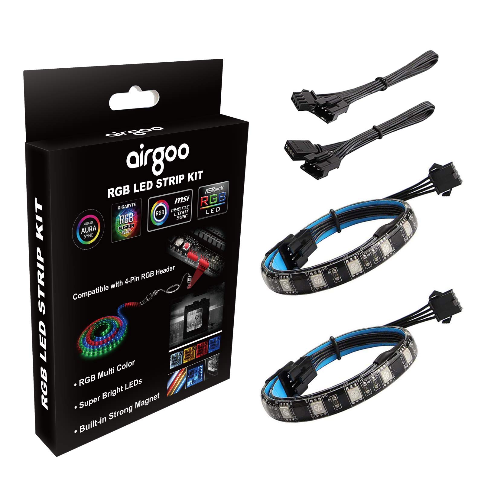 Buy Airgoo PC RGB LED Strip Light 36 LEDs 2pcs 12inch Magnetic LED
