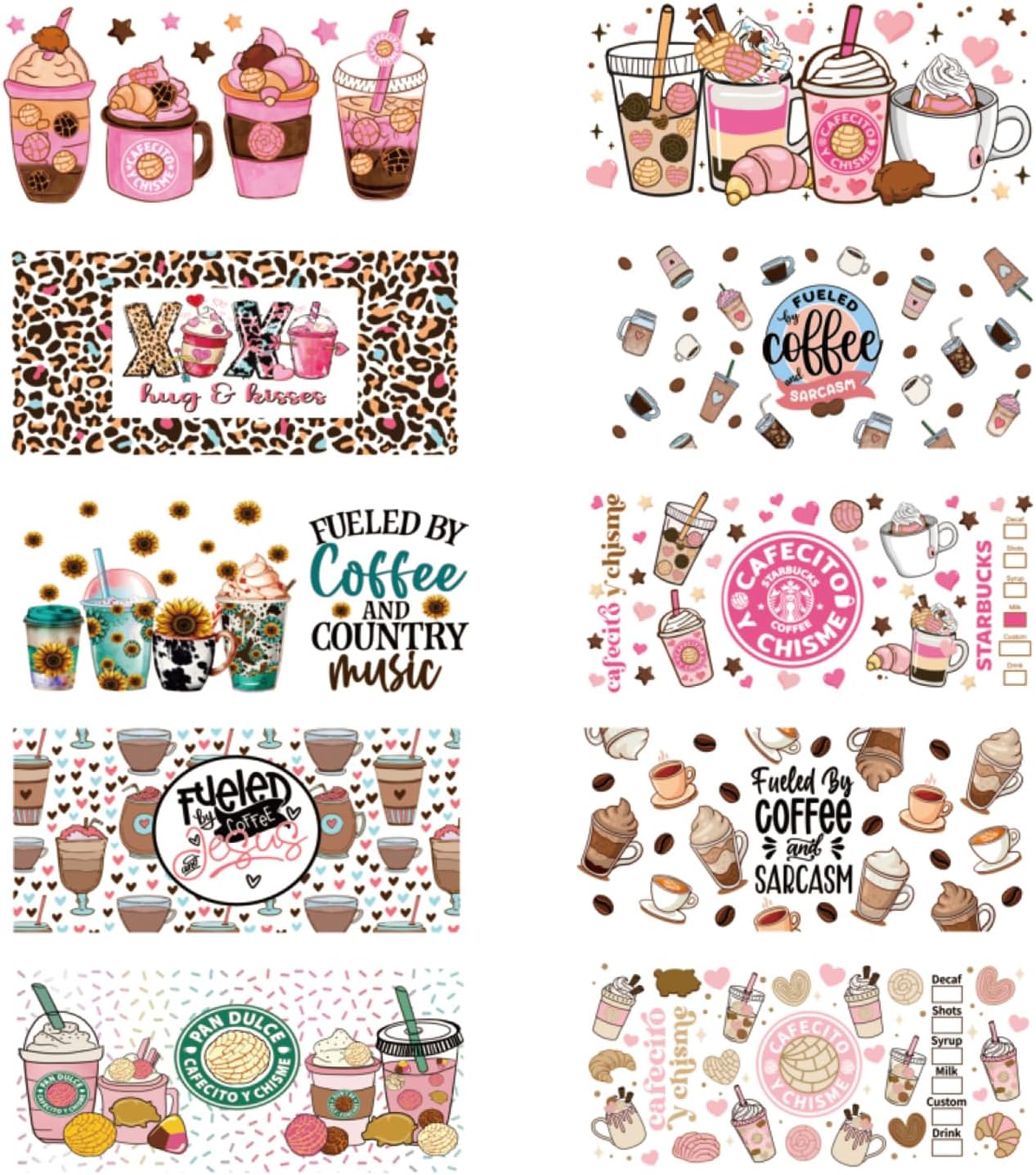 Amazon.com: 10 Sheets UV DTF Cup Wrap Waterproof DTF Transfer Sticker ...