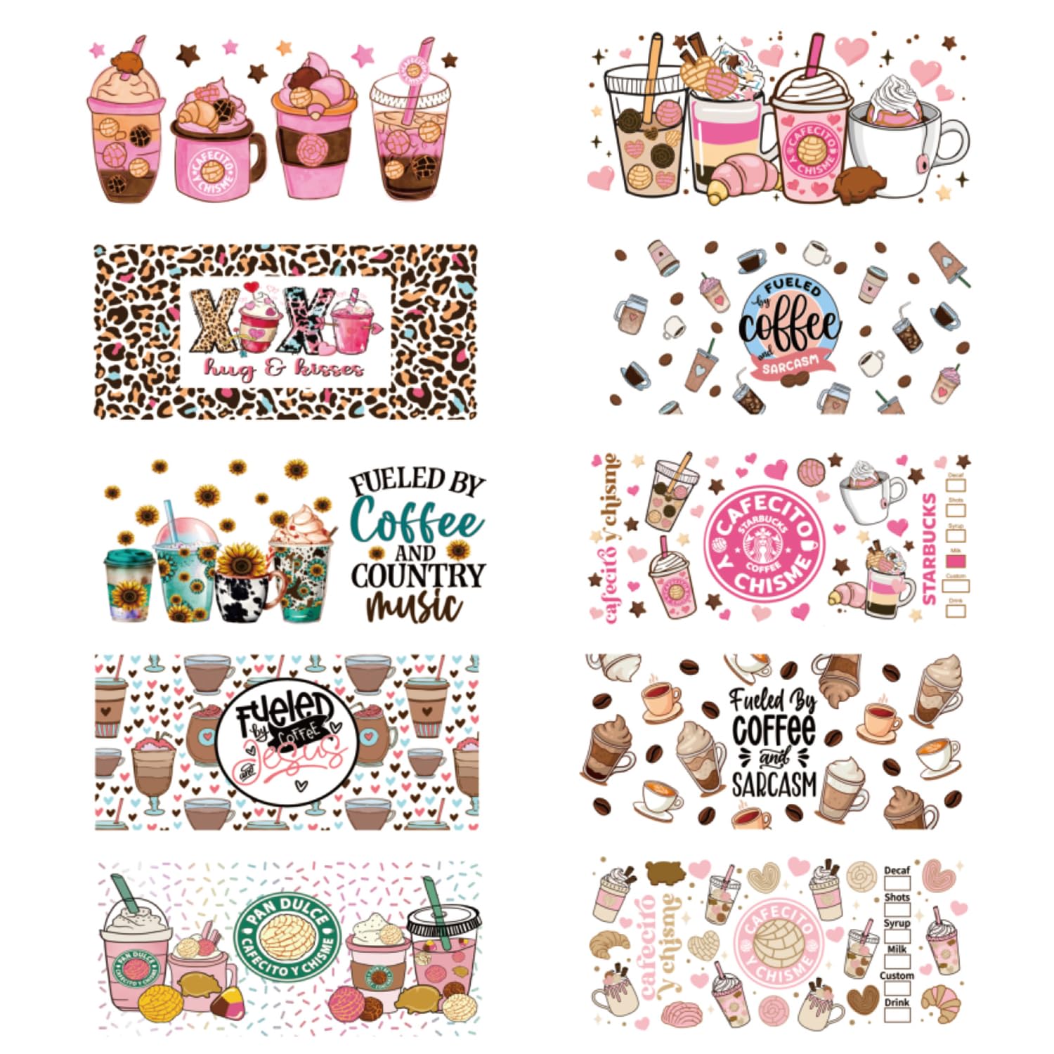 Amazon.com: 10 Sheets UV DTF Cup Wrap Waterproof DTF Transfer Sticker ...