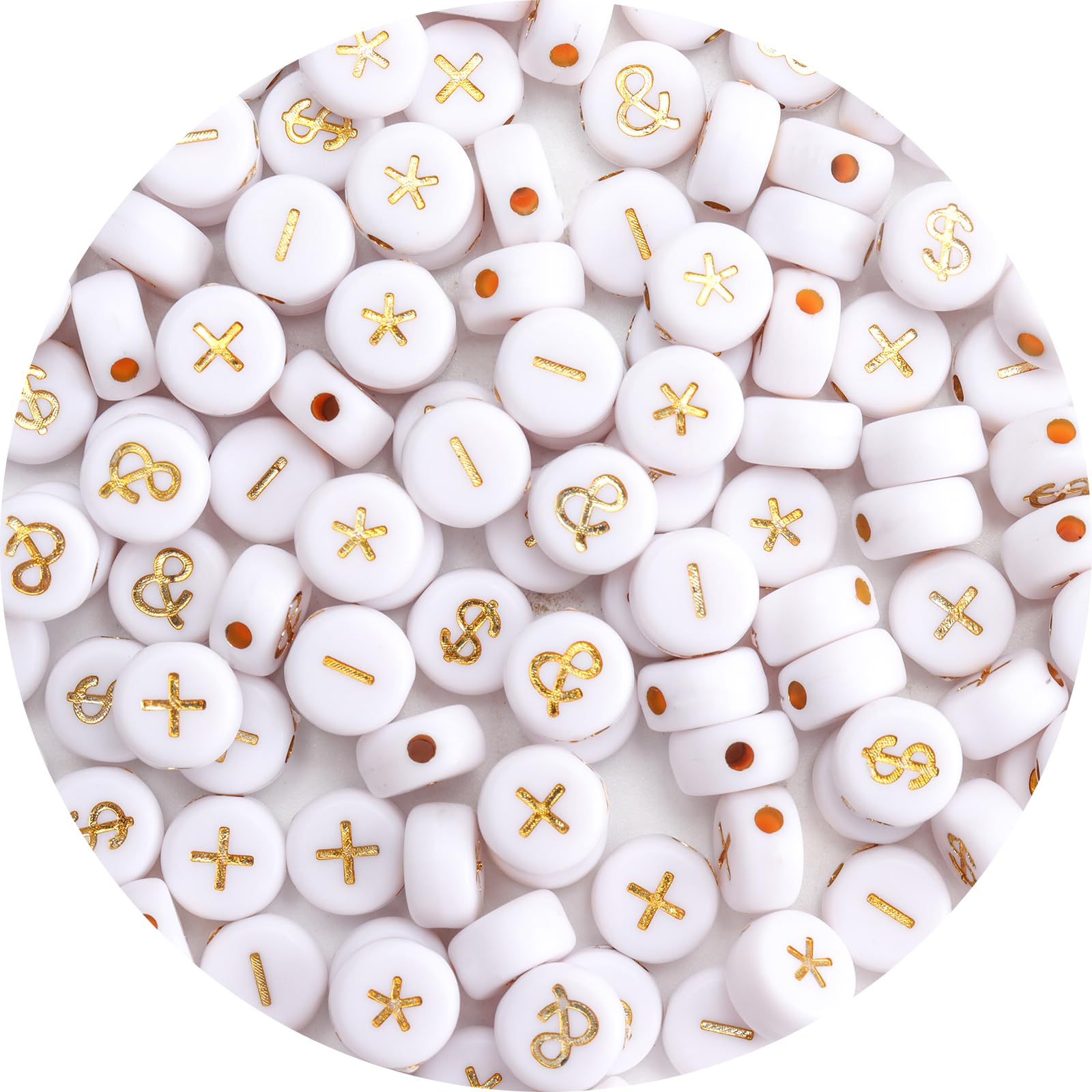 Amazon.com: Siomia 100Pcs Letter Beads 4x7mm White Round Acrylic Gold ...
