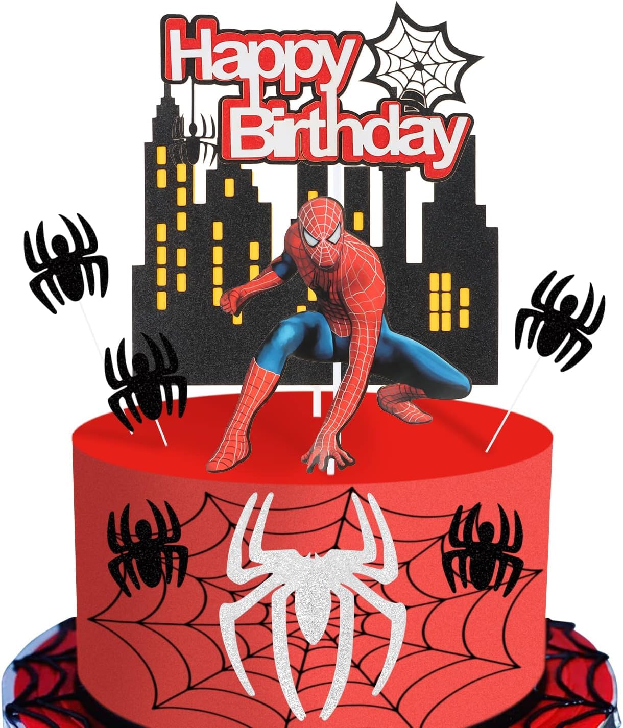 Spider Cake Toppers Spider Happy Birthday Cake Toppers Spider Cake ...