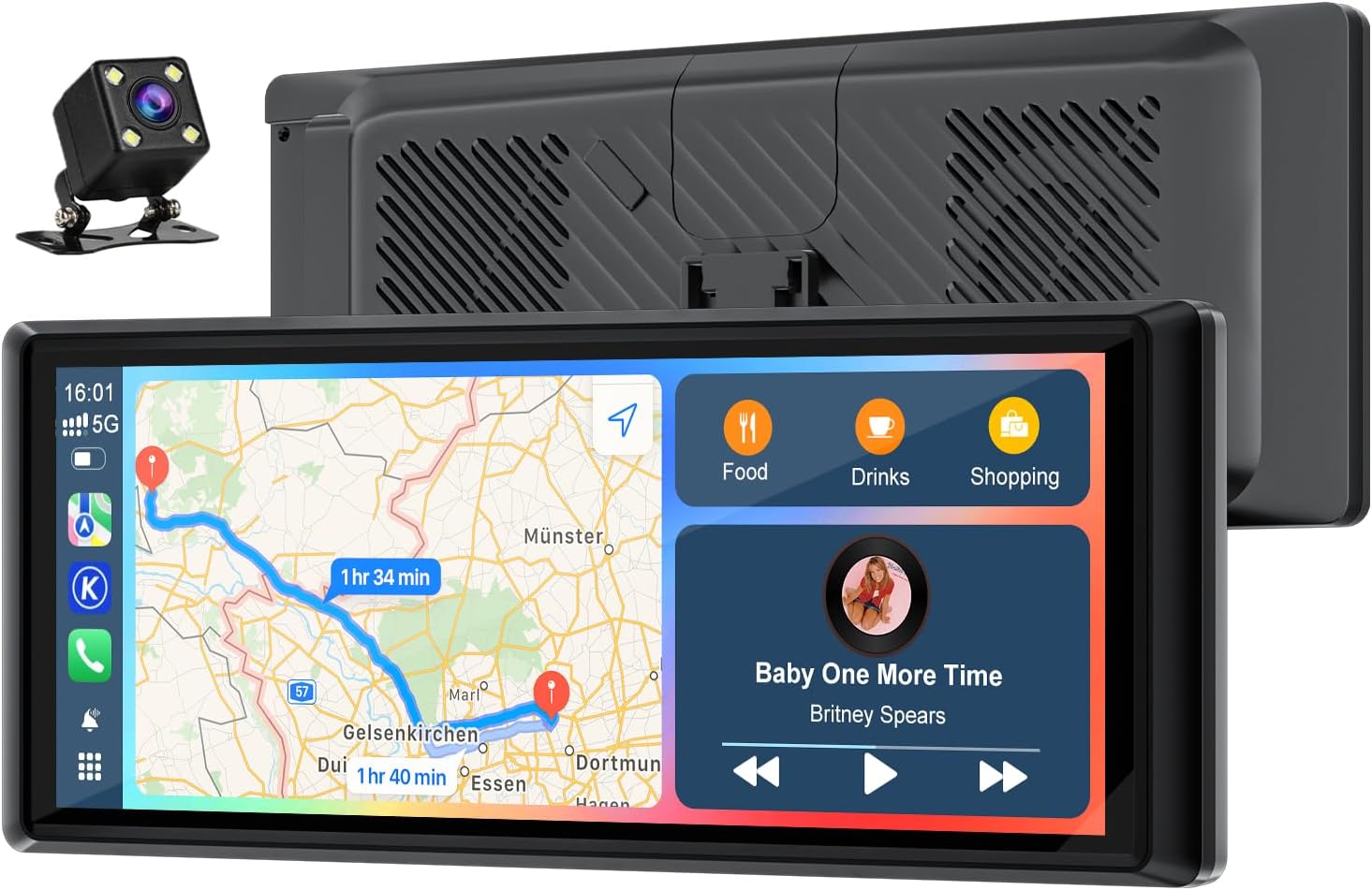 8.1" Wireless Portable Car Play Screen for Apple Carplay & Android Auto ...