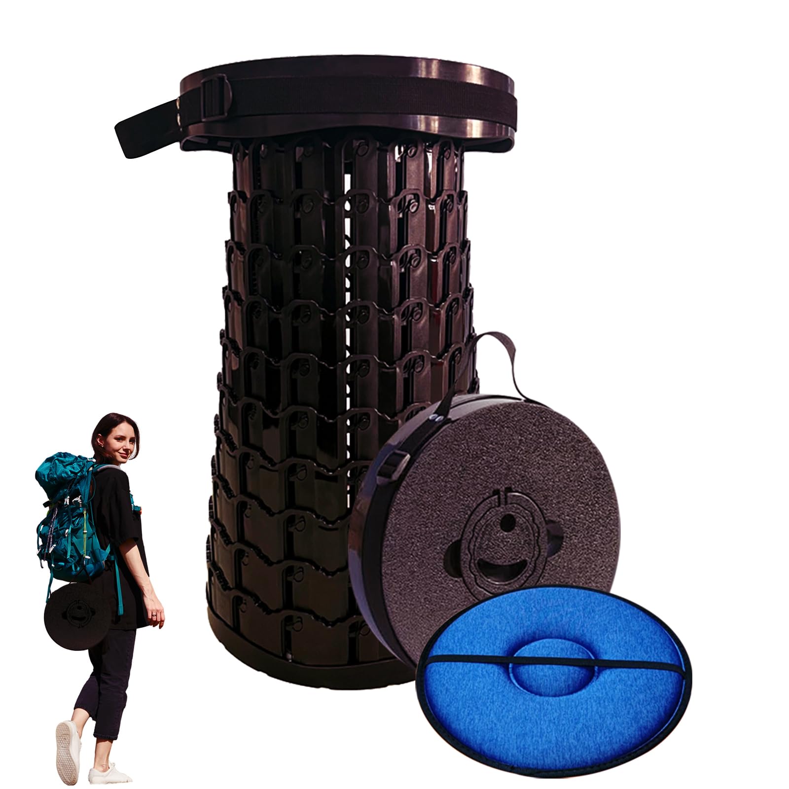 Amazon.com: Collapsible Stool,19.7" Height Adjustable Foldable Camping ...