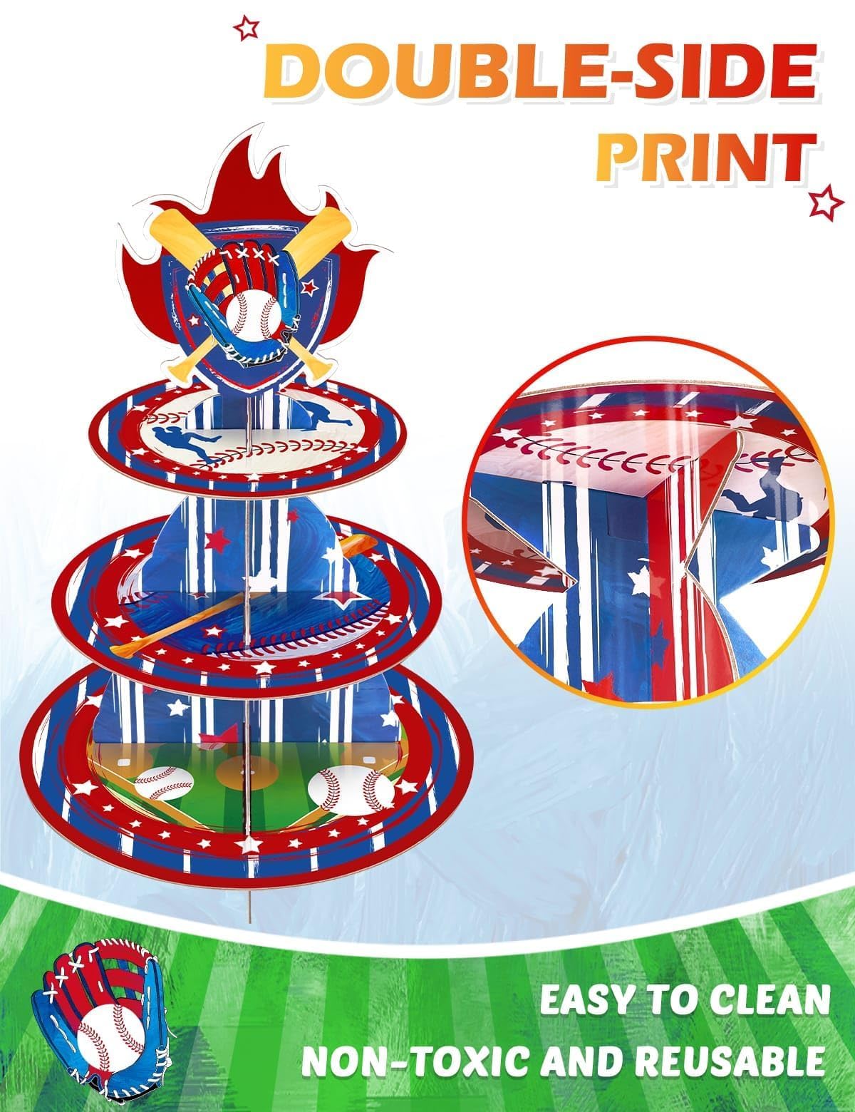 Snapklik.com : Baseball Cupcake Stand - 3 Tier Football Theme Birthday ...