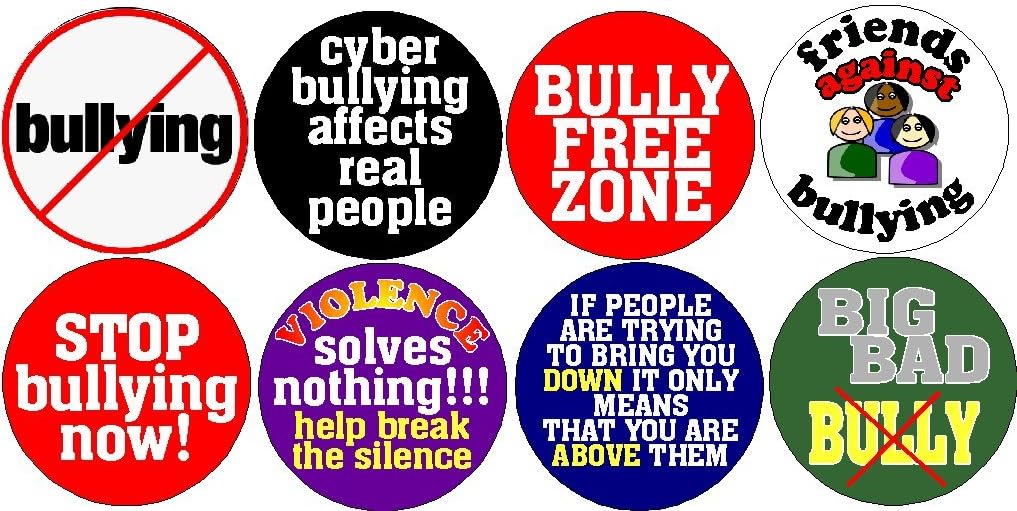 Amazon.com: Set of 8 Anti Bullying 1.25" Pinback Buttons Pins / Badges ...