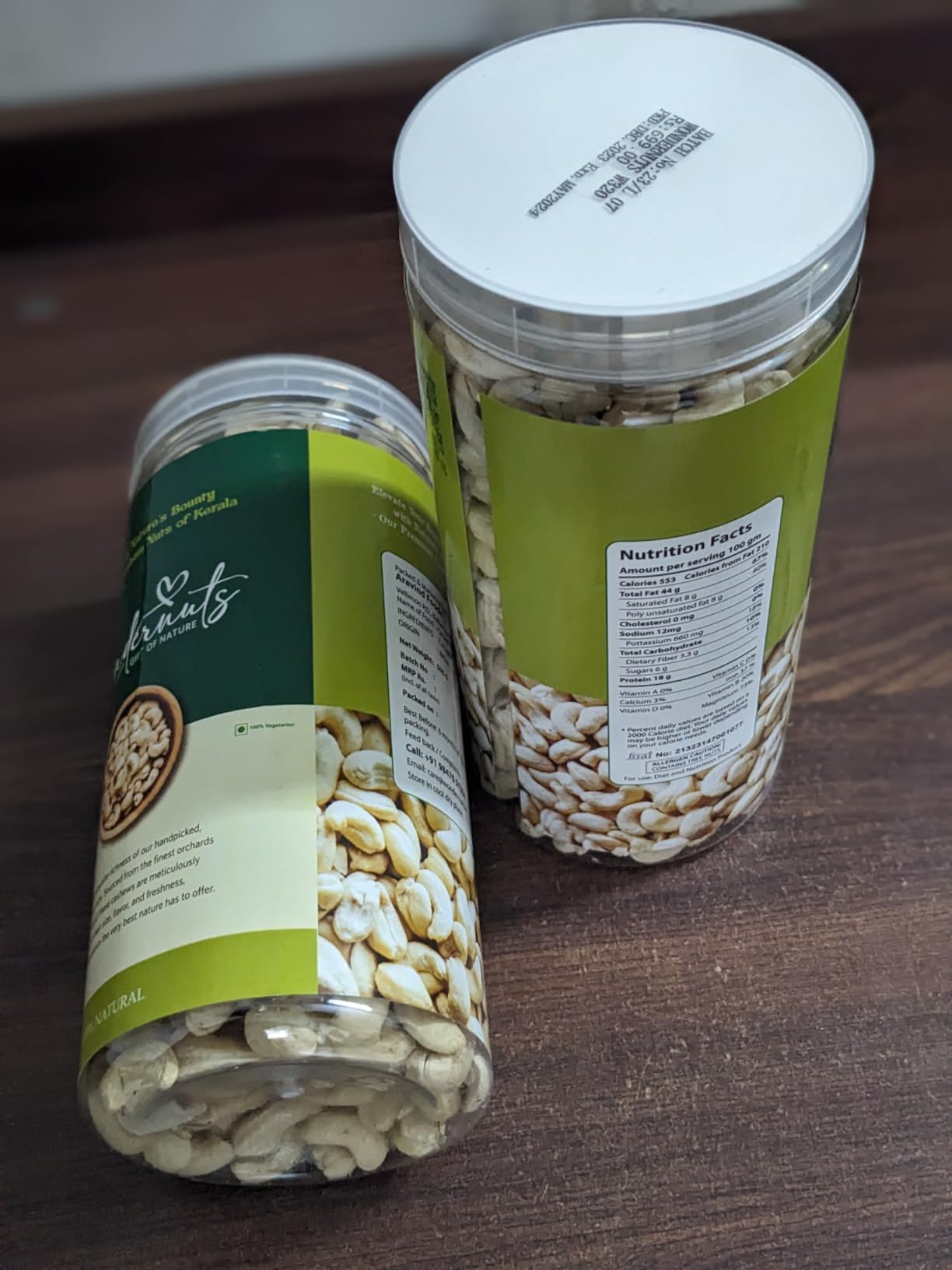 Wondernuts Whole Cashew W-320 Grade 500gm Pack of 1 | Whole Crunchy ...