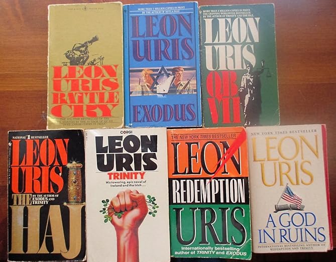 Leon Uris 7 Book Set (Battle Cry, Exodus, QBVII, Trinity, The Haj ...