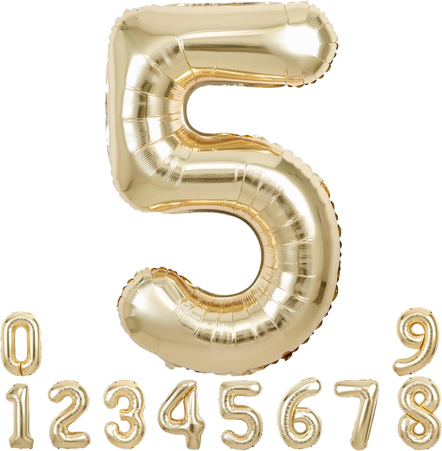 Amazon.com: 40 inch Huge white gold Number 5 Alphabet Number Balloon ...