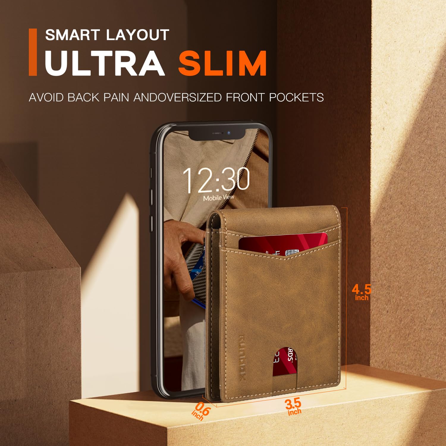 Snapklik.com : RUNBOX Wallet For Men Slim Leather Bifold RFID Blocking ...