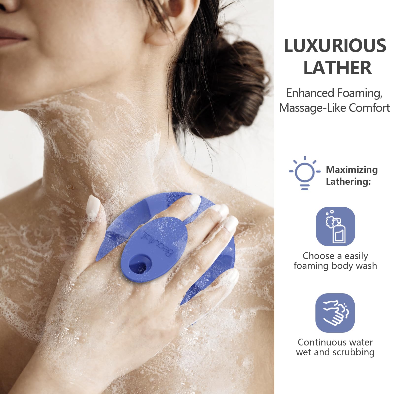 BEAUTAIL Silicone Body Scrubber 5th Gen, Gentle Exfoliating Shower ...