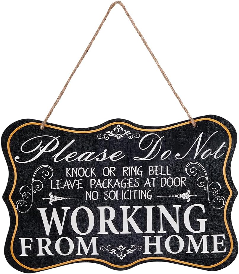 Amazon.com: PLIGREAT Working from Home Sign, Decorative Hanging Wooden ...