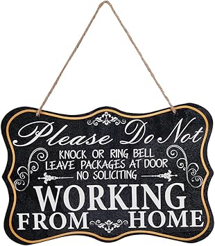 Amazon.com: PLIGREAT Working from Home Sign, Decorative Hanging Wooden ...