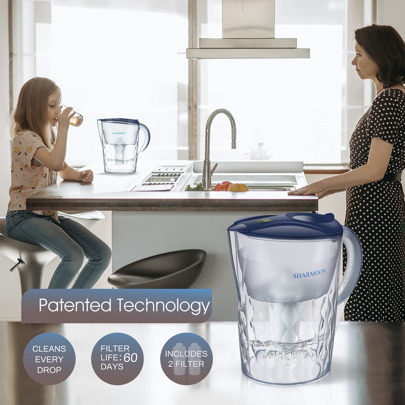 SHARMOON 10 Cup Pitcher Water Filters, 200-Gallon Water Purifier ...