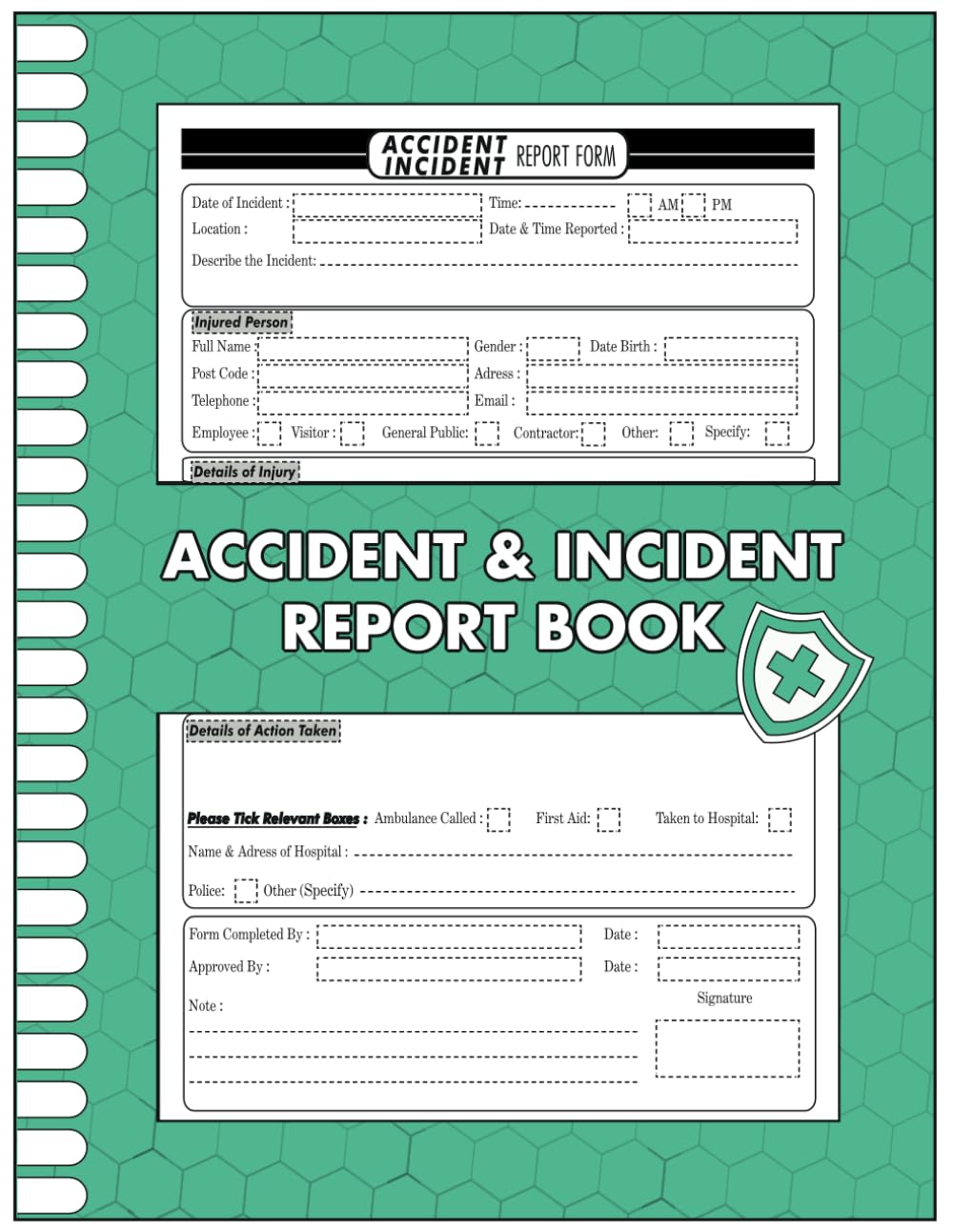 Accident and Incident Report log Book: First Aid Log Book for workplace ...