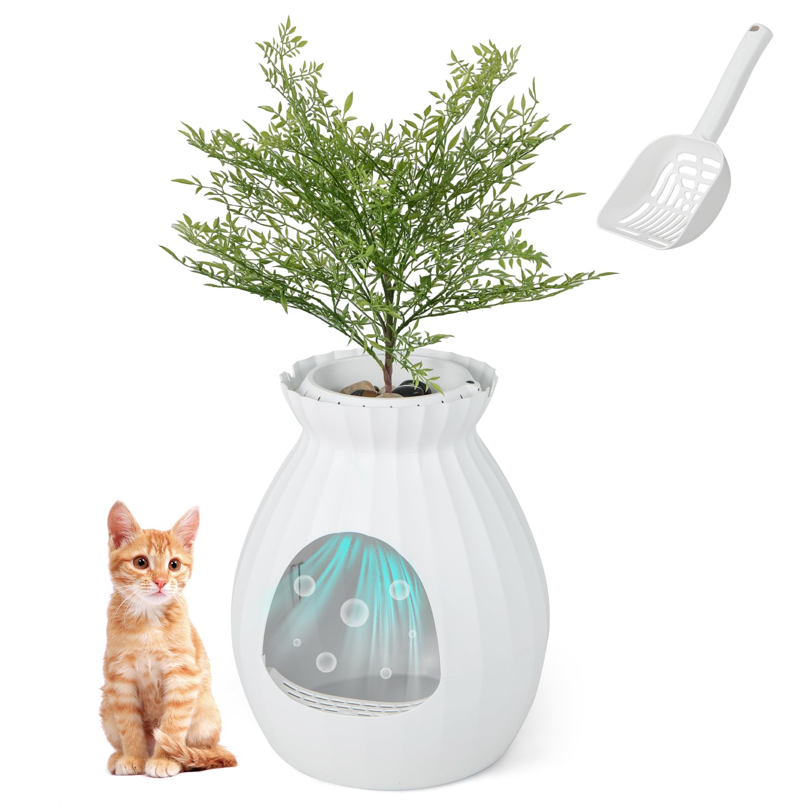 Maxmass Cat Litter Box, Plant Pot Hidden Litter Box Furniture with ...