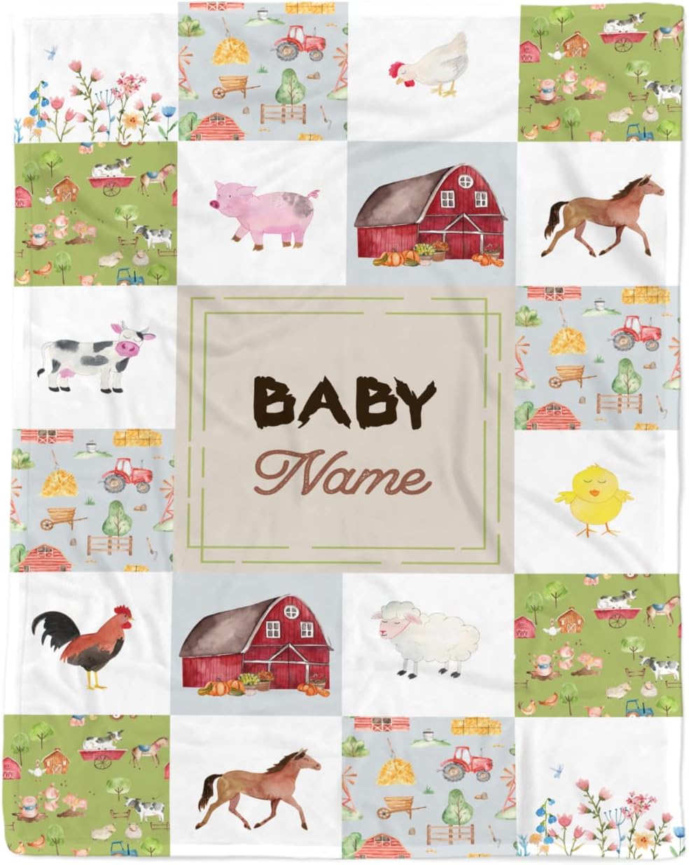 Amazon.com: Jump Up Personalized Farm Blanket Milestone,Square Farm Blanket,Farm House Blanket ...