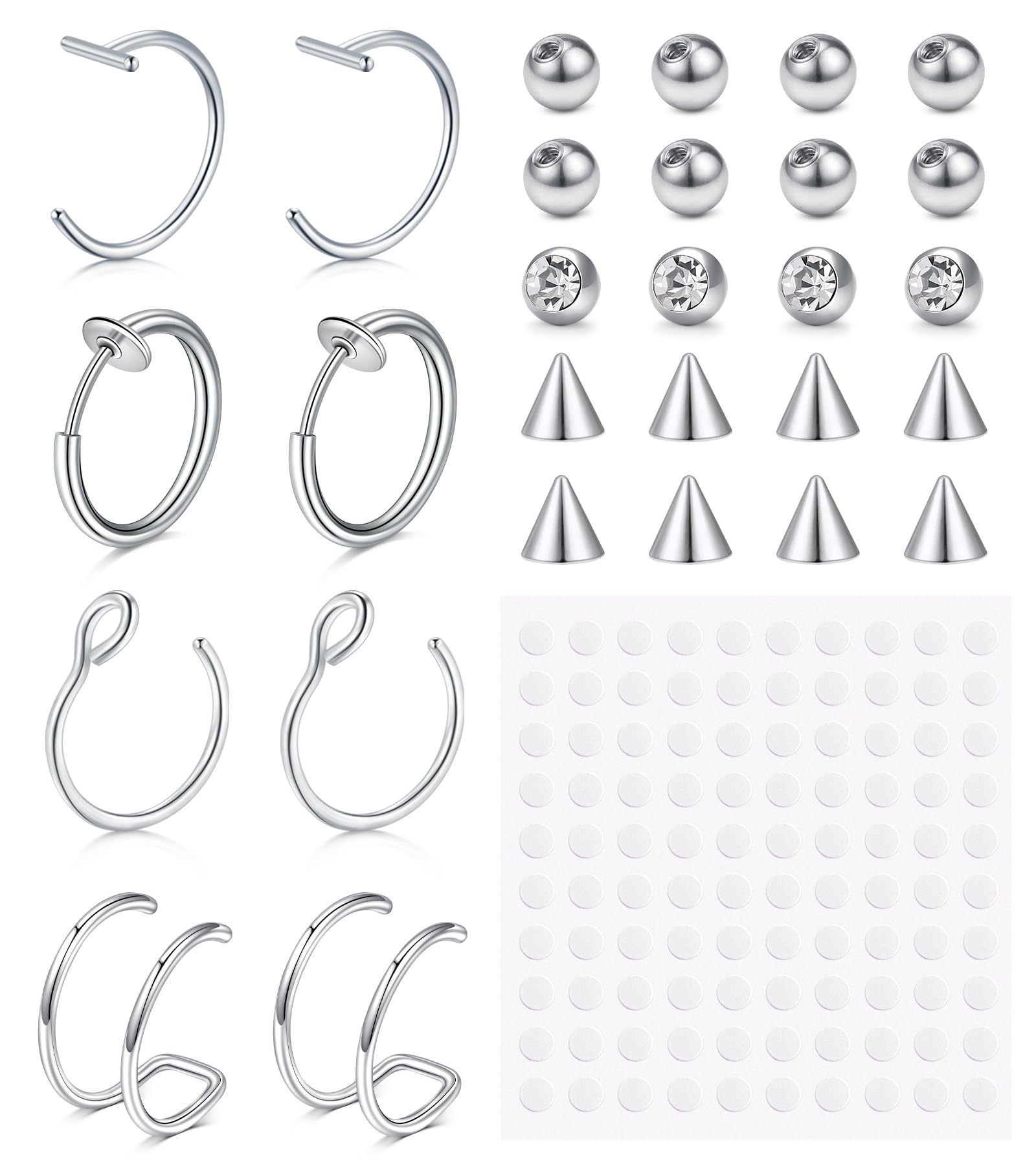 Amazon.com: Longita Fake Piercings Fake Lip Piercing Fake Lip Ring Fake ...