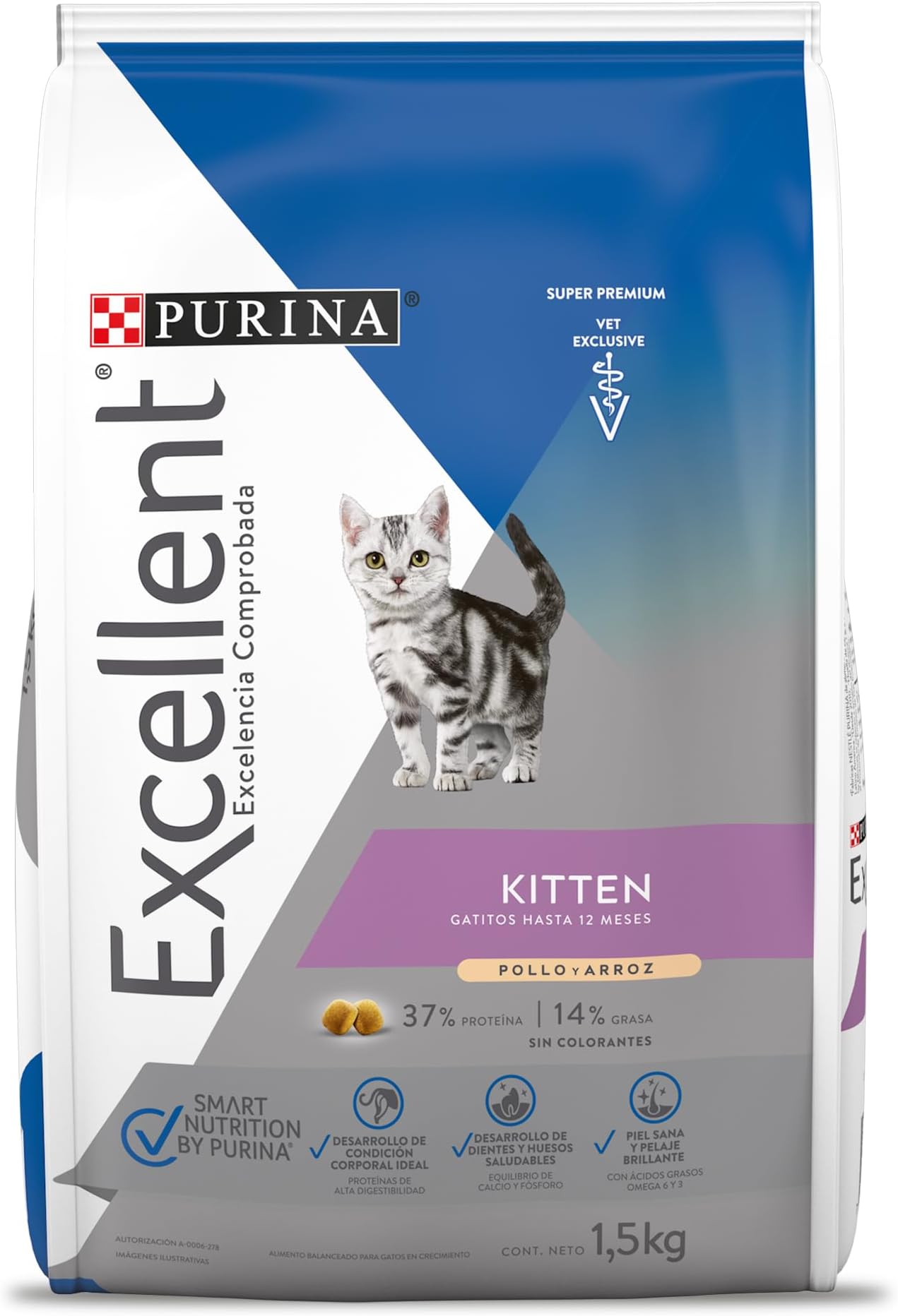 Purina Excellent Alimento para Gatos Kitten Pollo y Arroz 1.5 kg ...