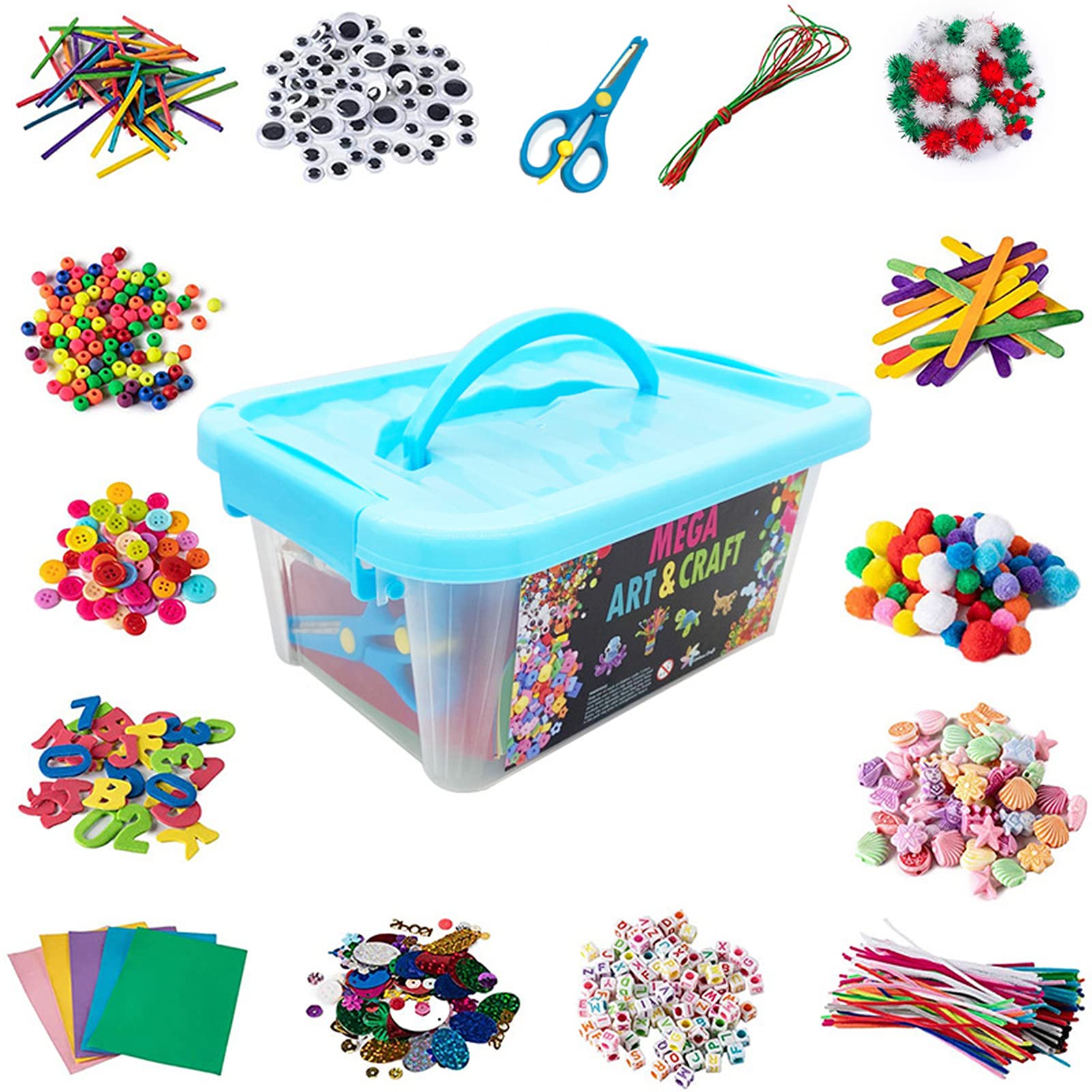 Arts and Crafts Set, DIY Arts and Crafts Supplies Kit 2000+ Pieces Set ...