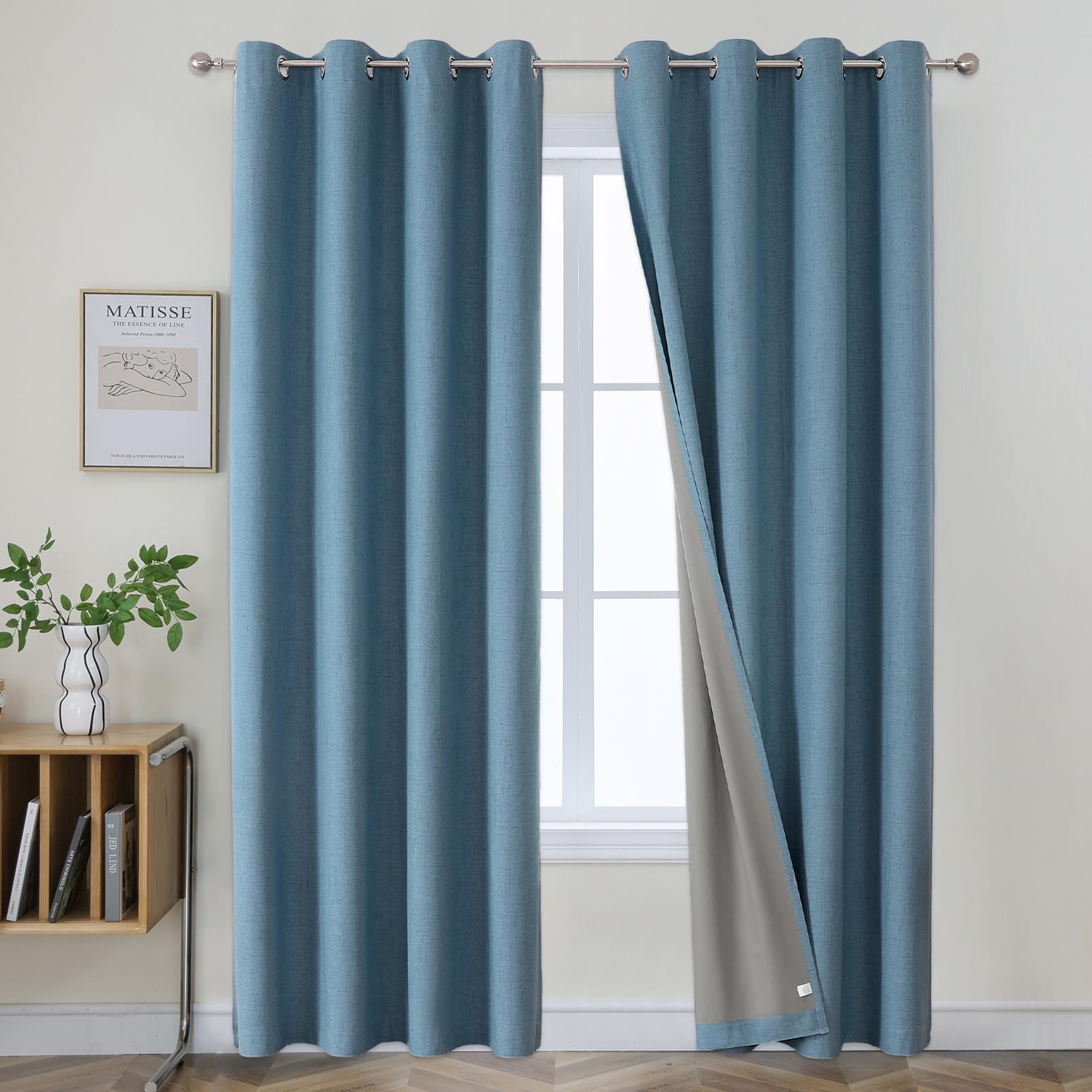 Amazon.com: Joydeco Light Blue Curtains 100% Blackout 96 Inch Length ...