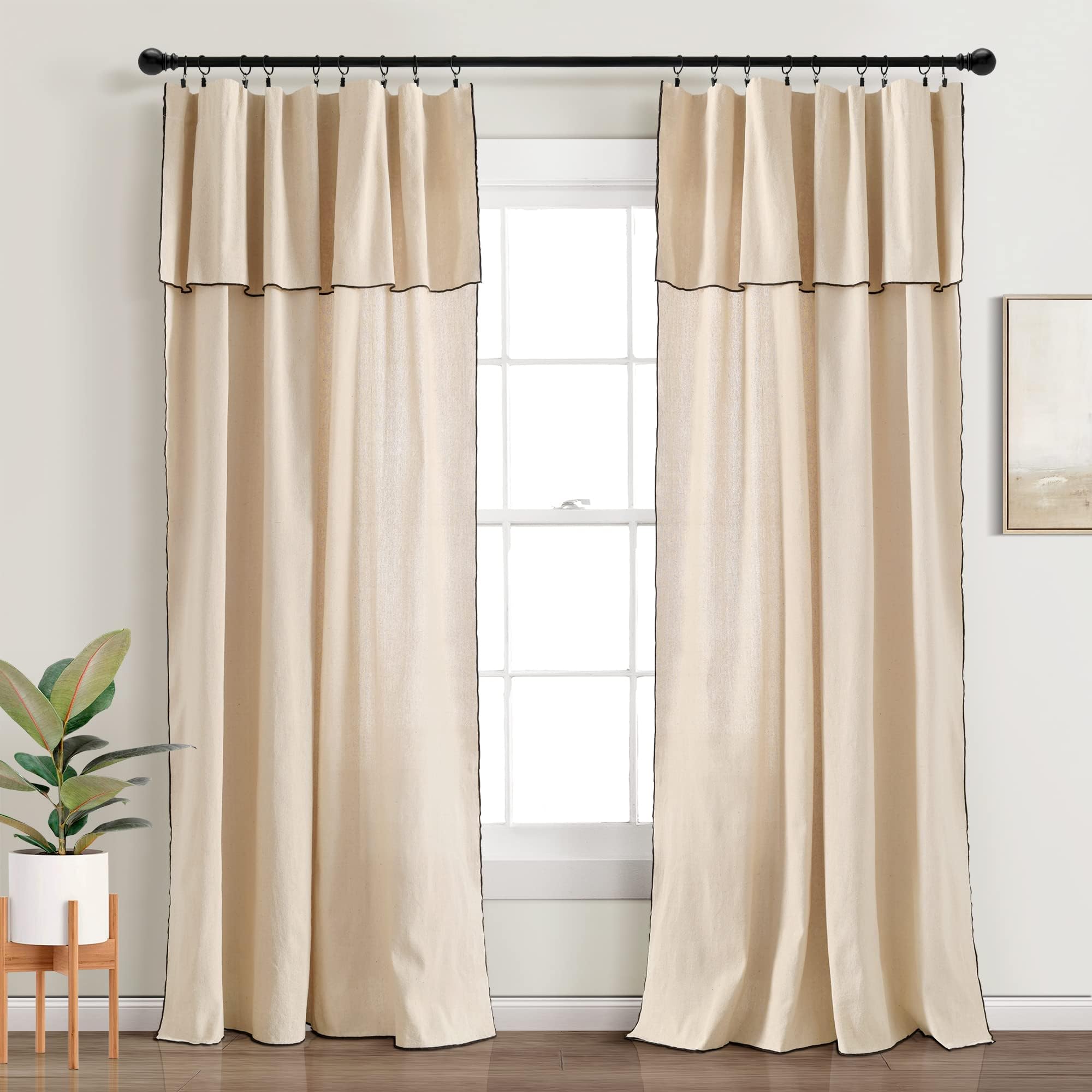 Amazon.com: Lush Decor Modern Faux Linen Embroidered Edge with Attached ...